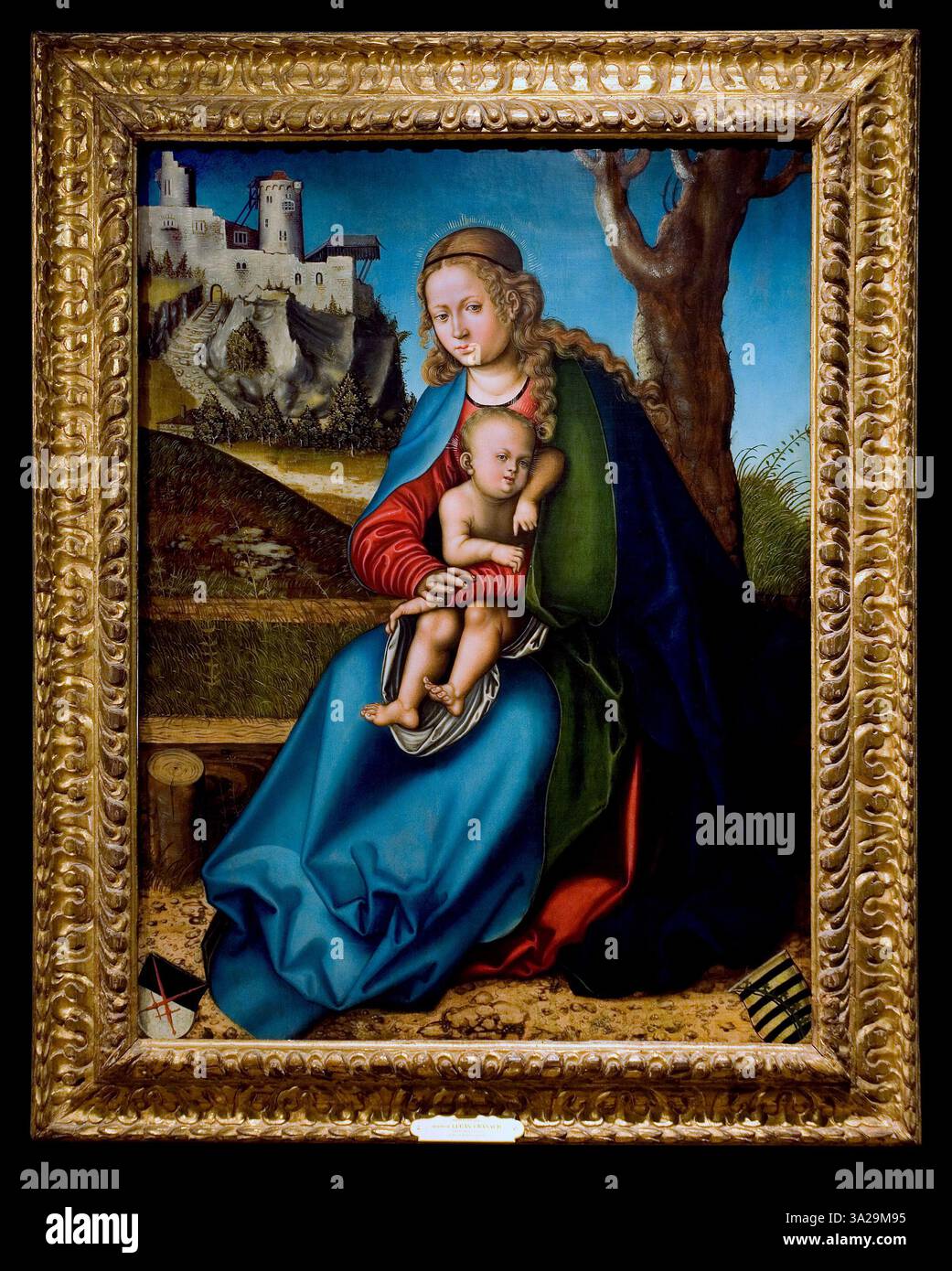 This painting shows the Virgin Mary holding the Christ Child, an ...