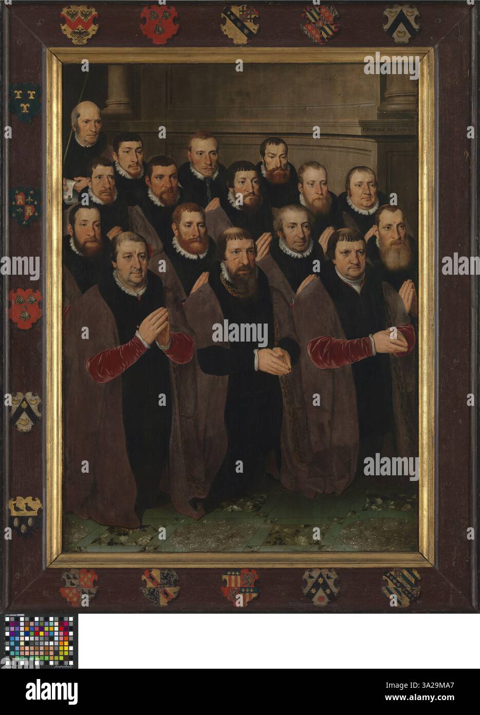 This painting by Pieter Pourbus features 31 members of the Holy Blood Brotherhood. It provides a ...