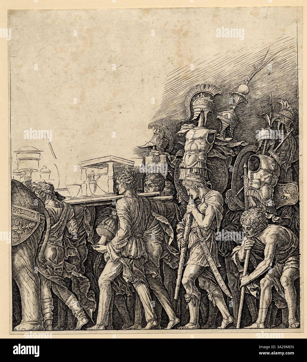 In this depiction of Caesar's triumph, soldiers carry trophies of war ...