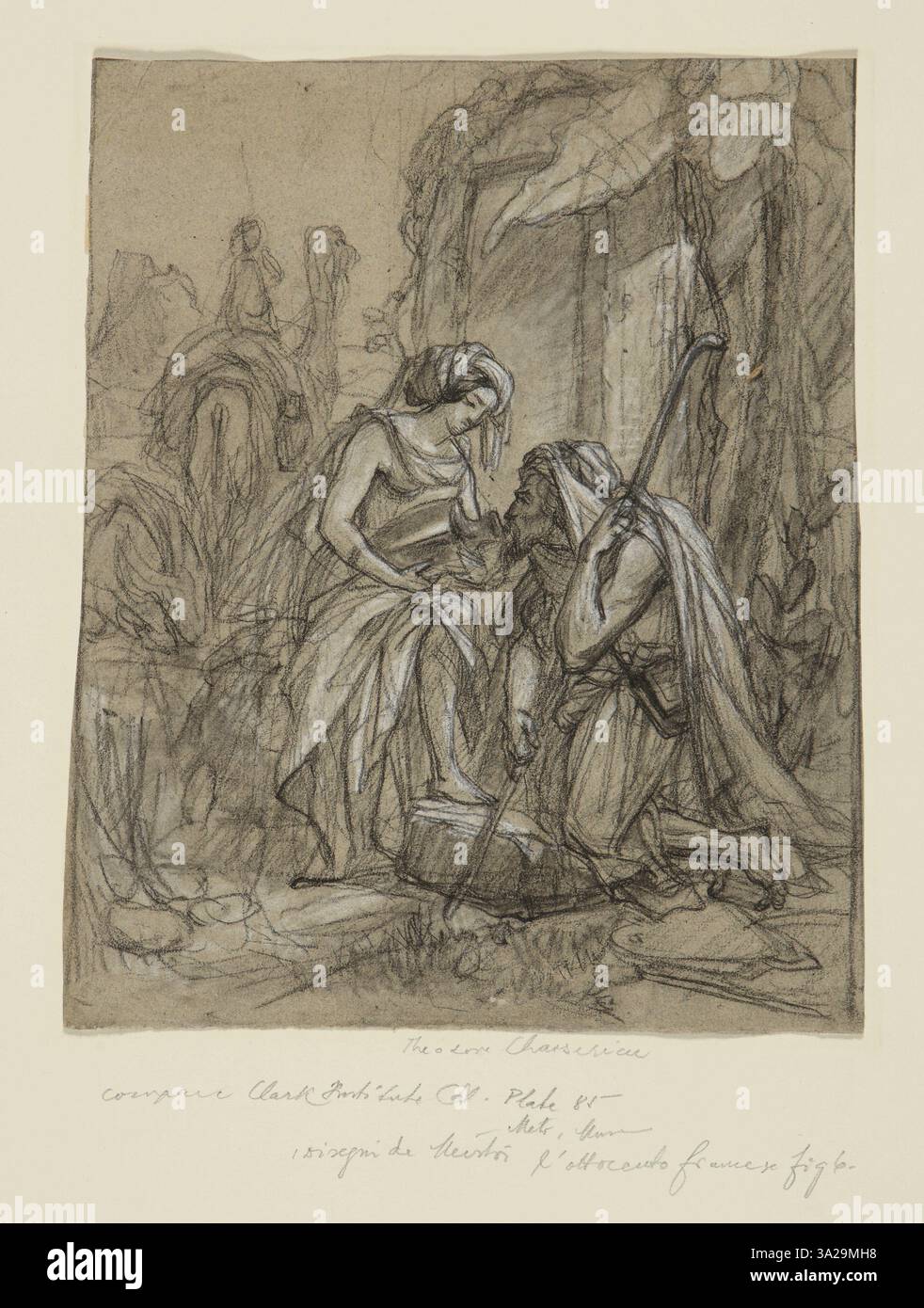 This attributed work by Chassériau depicts Rebecca at the well ...