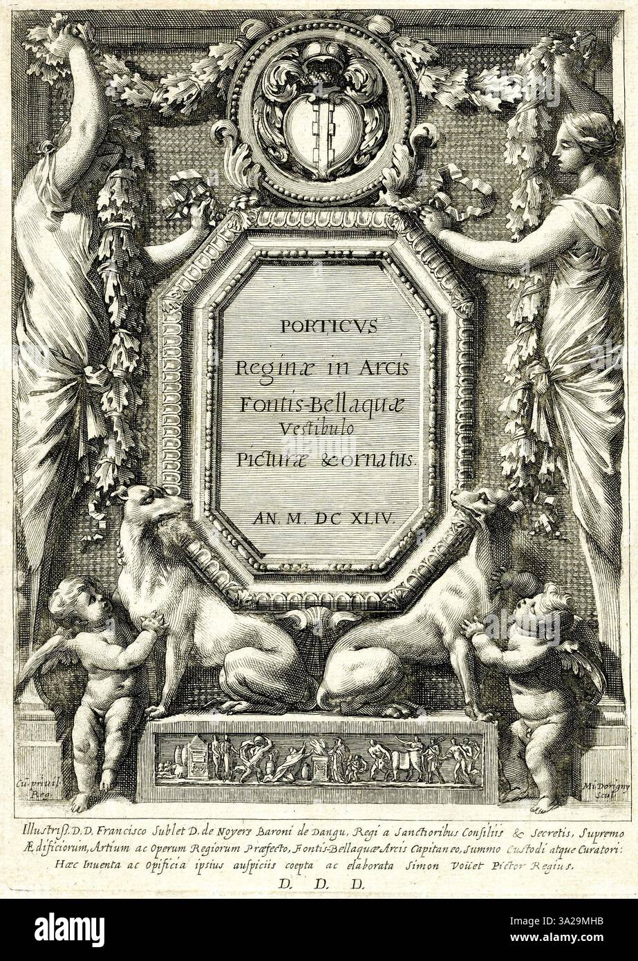 A detailed engraving of the Porticus Reginae, emphasizing the ...