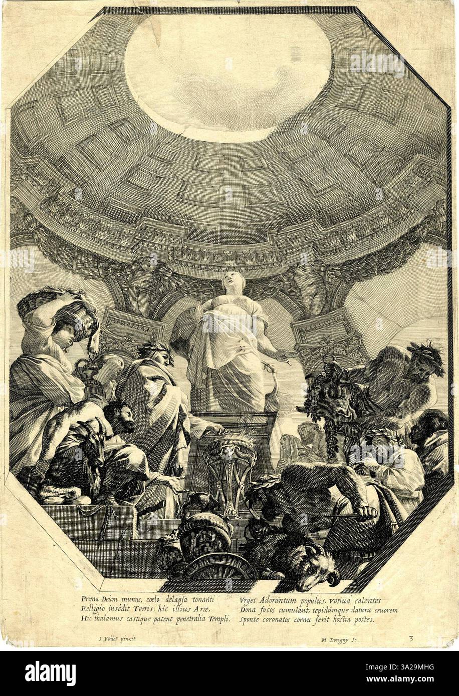 An engraving by Dorigny of the Porticus Bibliothecae, featuring ...