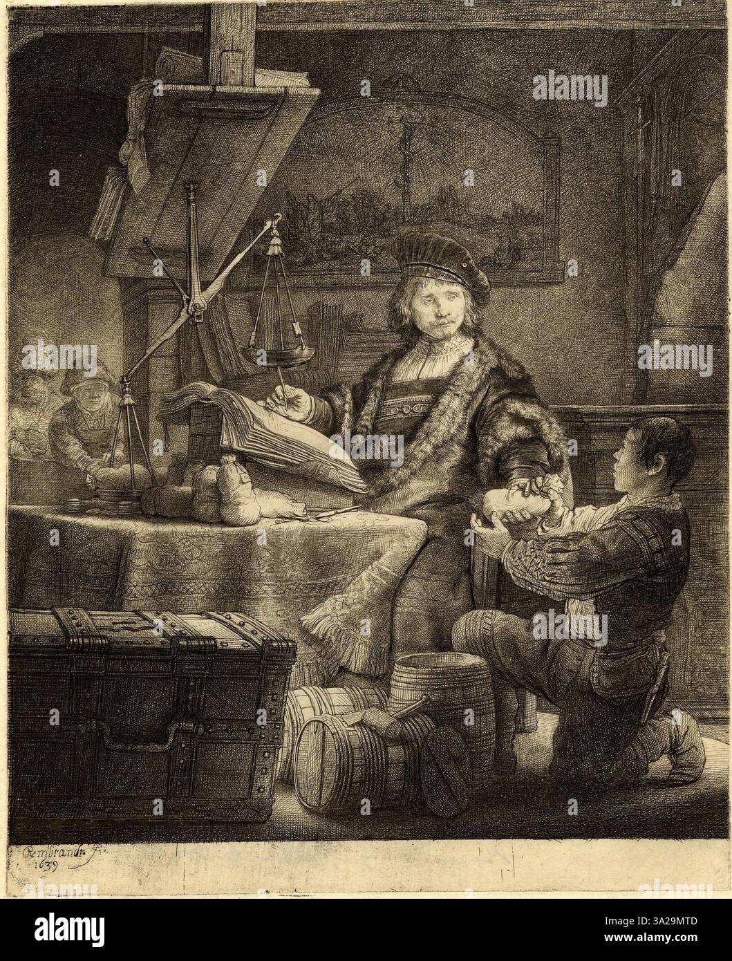 This portrait by Rembrandt demonstrates his mastery of light and shadow ...