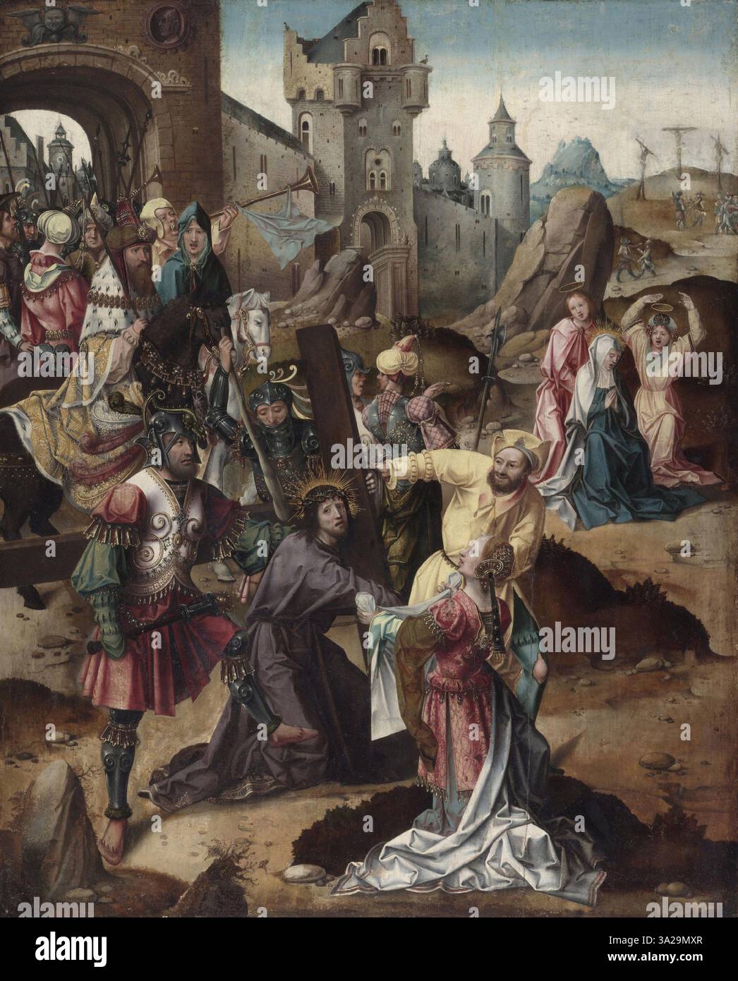 This 16th-century painting from Antwerp depicts Christ carrying the ...
