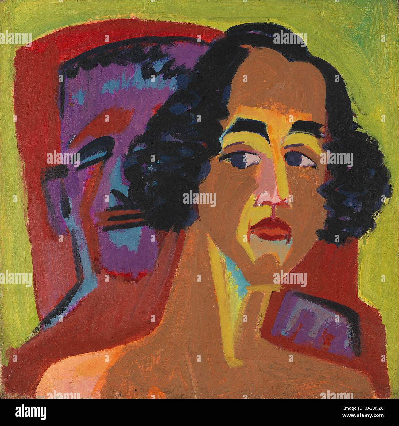 'Frauen- und Männerkopf' (Woman and Man's Head) features portrait heads ...