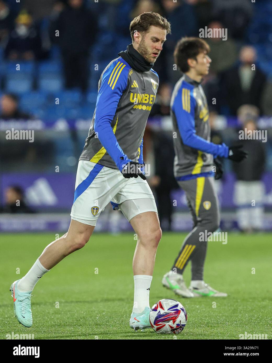Leeds, UK. 12th Mar, 2025. Joe Rothwell of Leeds United in the pregame ...