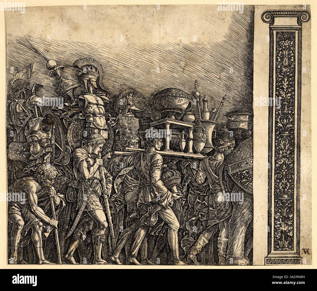 This reproduction of Mantegna’s Triumph of Caesar captures the military ...
