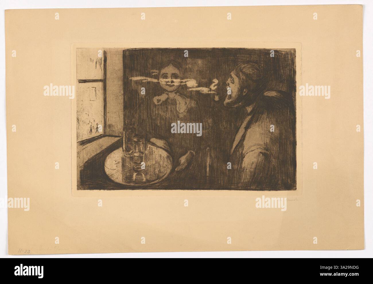 This print by Edvard Munch features an emotionally charged figure ...