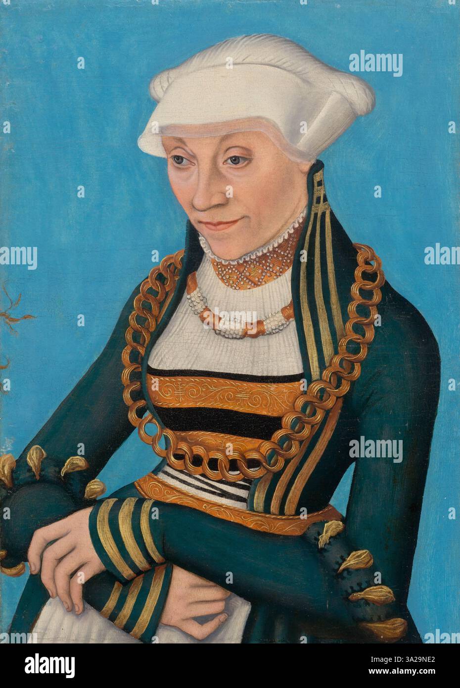 This portrait, attributed to the workshop of Lucas Cranach the Elder ...