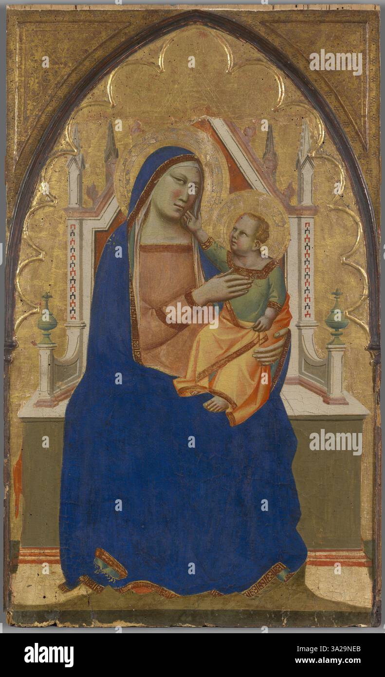 This artwork by Taddeo Gaddi from around 1350 features the Virgin Mary enthroned with the Christ ...