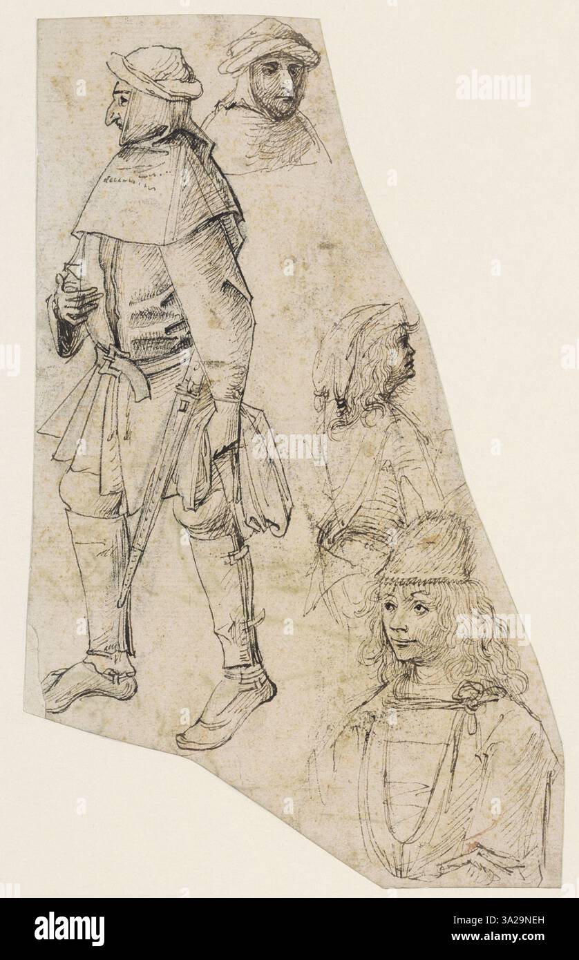 This study sheet by Hieronymus Bosch showcases several figures ...