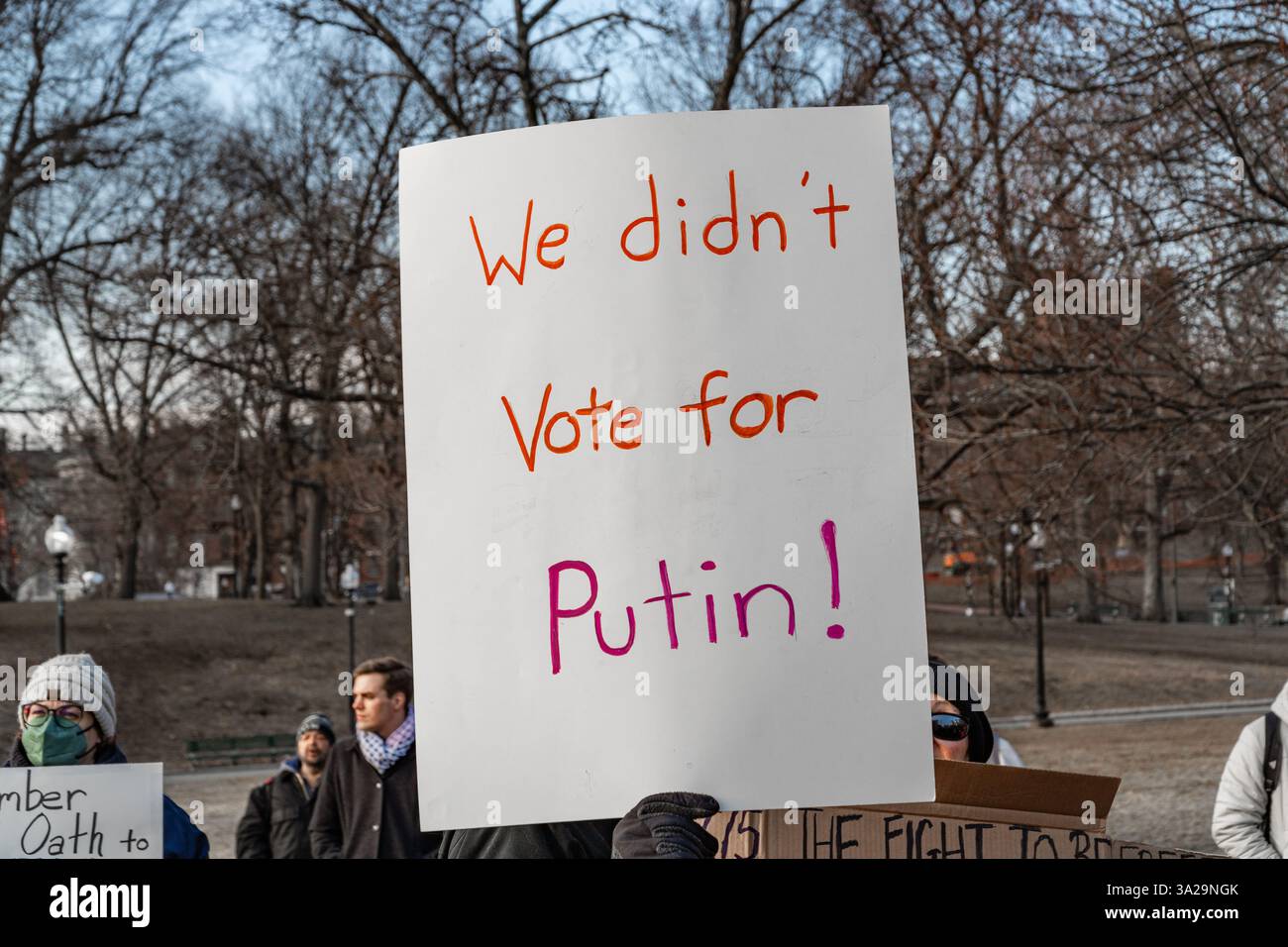 Boston, MA, US-March 4, 2025: Anti-Trump protest in Boston Common ...