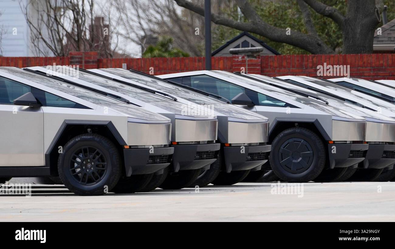 Tesla Cybertrucks are seen parked at a dealership Wednesday, March 12 ...