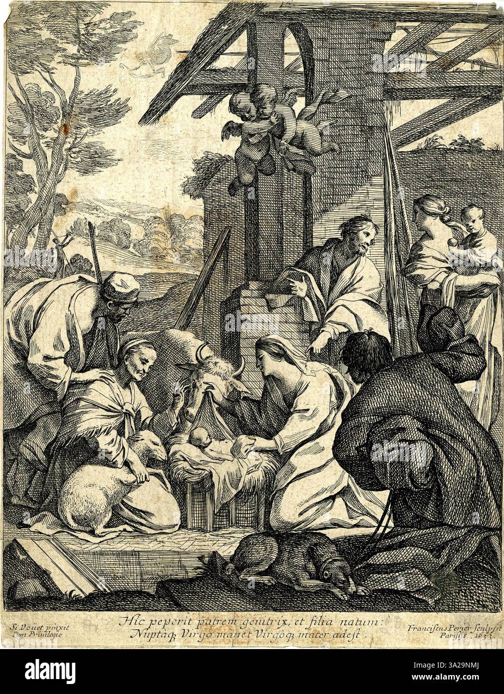 In this artwork by François Perrier, the scene of the Adoration of the ...