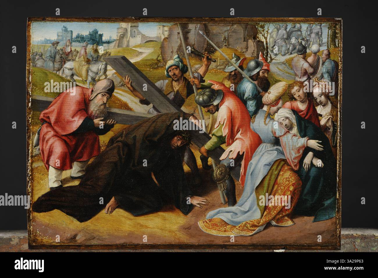 This 1510 painting by Cornelis Engebrechtsz. portrays the Christ carrying the cross, a powerful ...