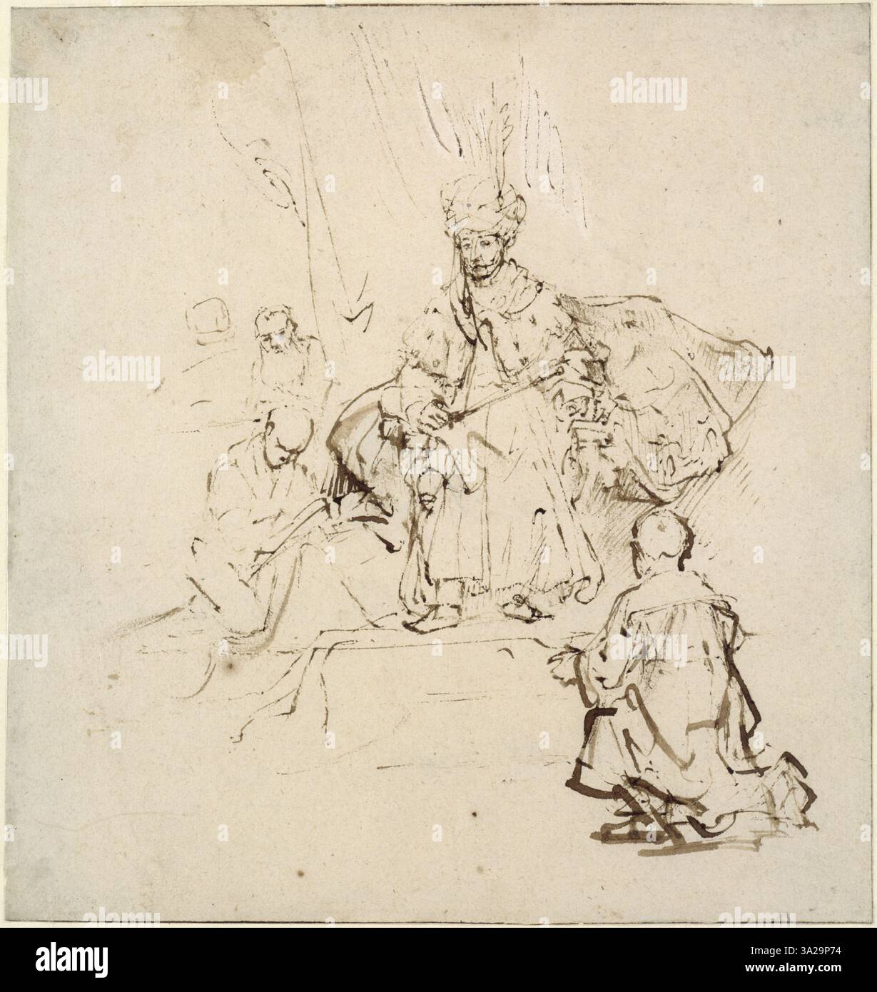 This artwork depicts Joseph standing before Pharaoh, emphasizing the ...