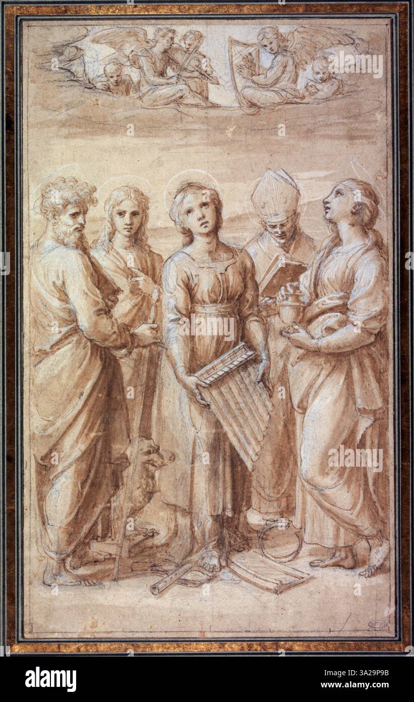 This preparatory study by Raphael depicts St. Cecilia in a moment of ...