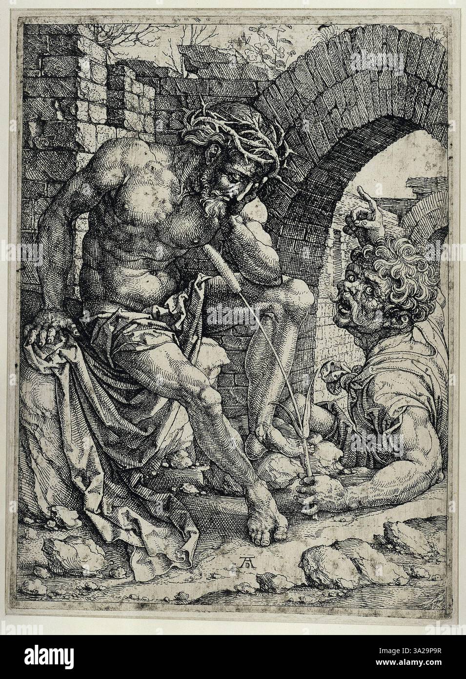 This etching by Jan Gossaert depicts Christ being mocked during his Passion, a moment of ...