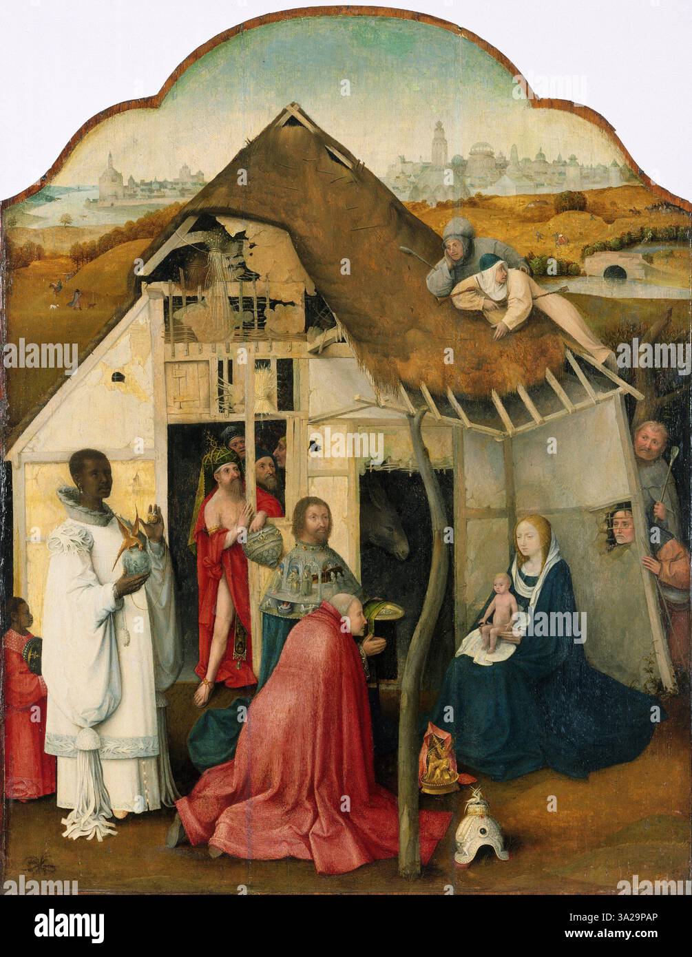 This copy of Bosch's 'Adoration of the Magi' after 1512 retains the original's complex details ...