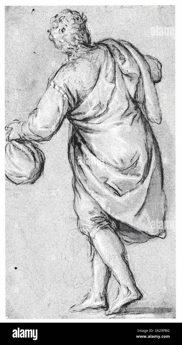 This study shows a servant walking, viewed from the back. The posture ...
