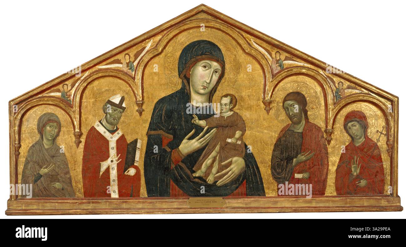This work attributed to the Master of the Clarisse or Rinaldo da Siena shows the Madonna and ...