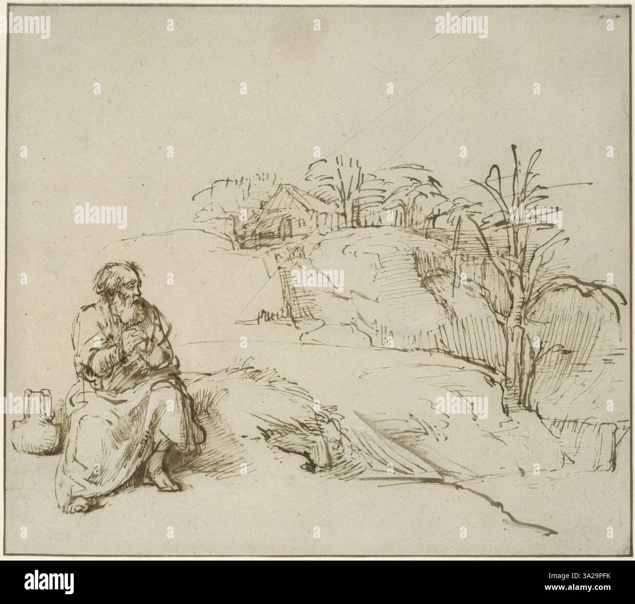 This biblical scene depicts the prophet Elijah by the Brook Cherith ...