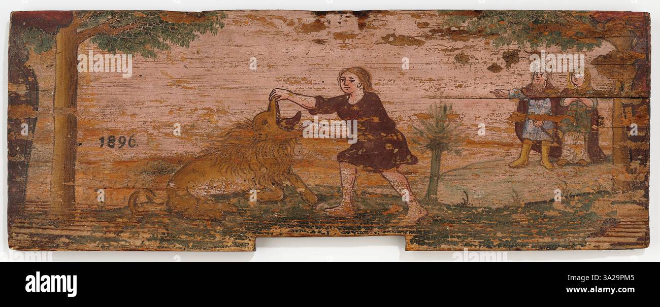This 1896 painting depicts the biblical story of Samson killing a lion ...