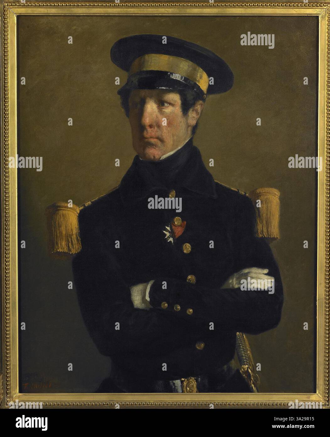 This portrait depicts a naval officer, rendered with Millet’s ...