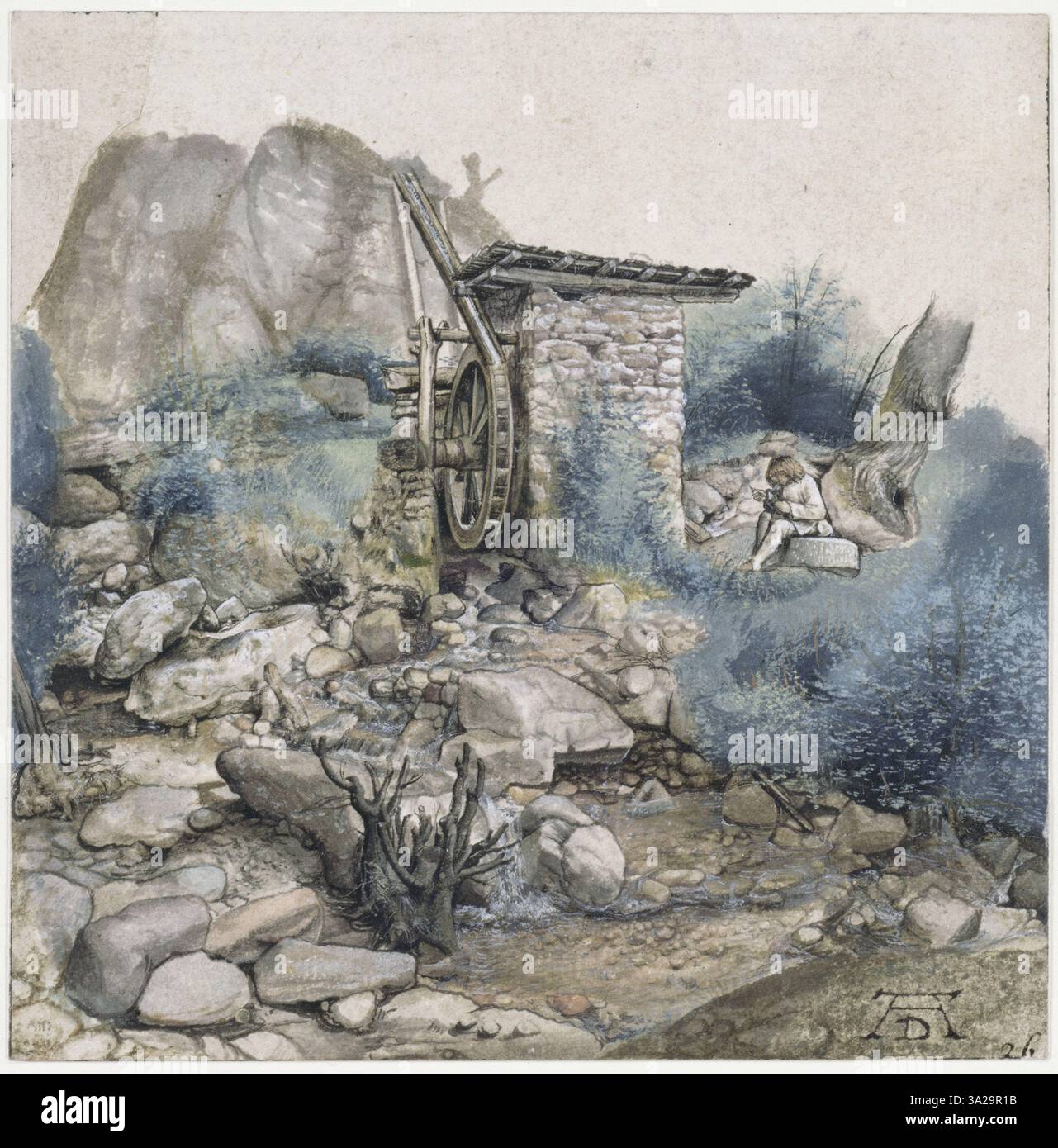 ‘Watermill with a Draughtsman’ by Albrecht Dürer is a detailed study of ...