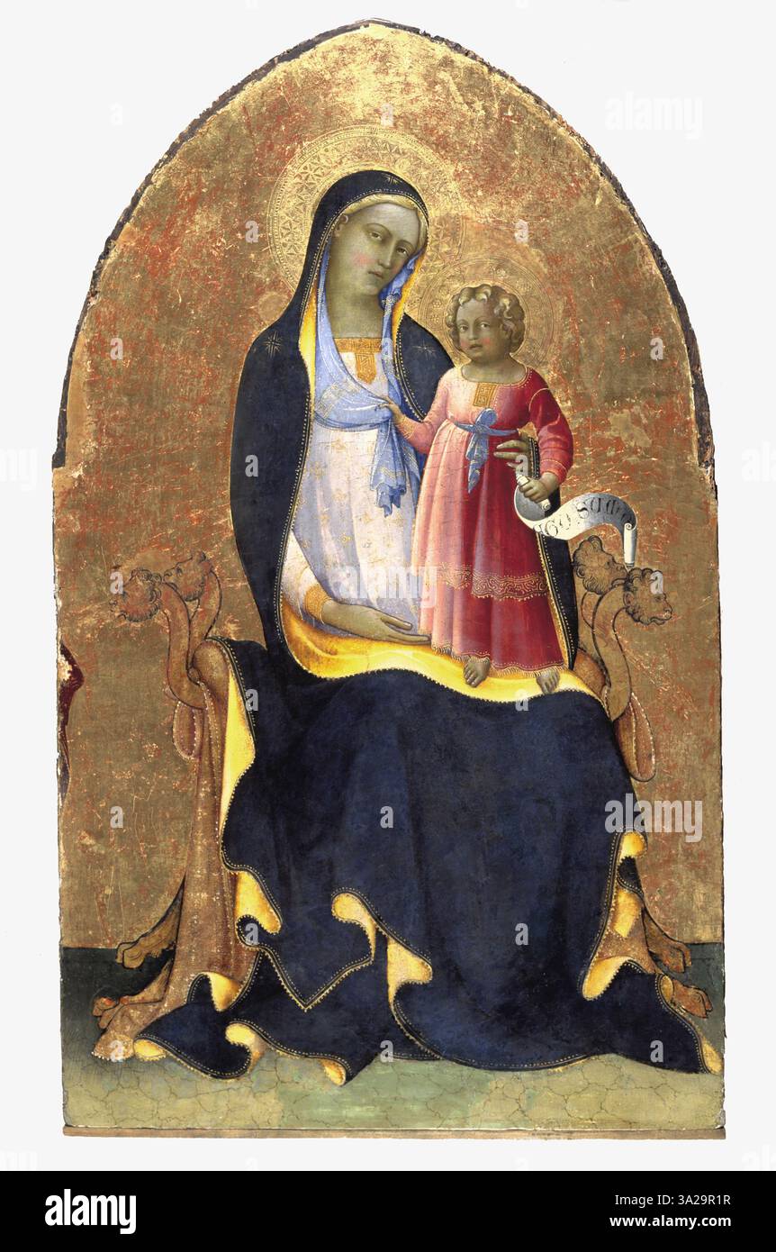 Lorenzo Monaco's 'The Virgin and Child Enthroned' (circa 1418) presents the Madonna seated on a ...
