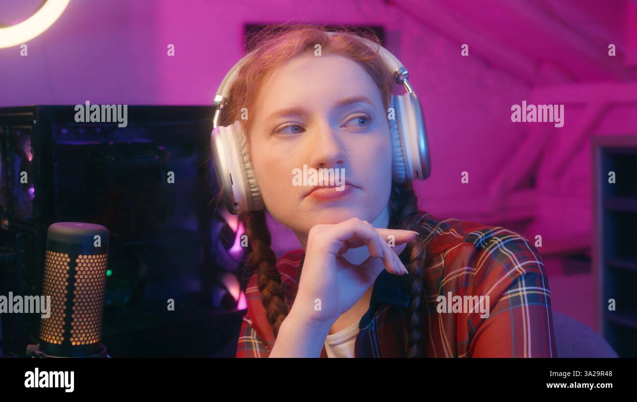 Thoughtful girl teen woman gen z teenager student streamer blogger ...