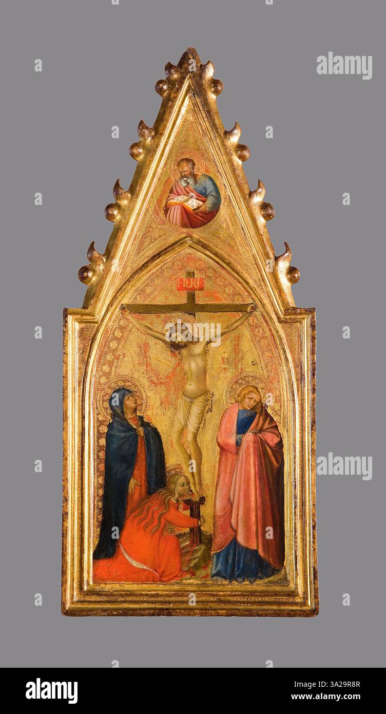 This work, attributed to a follower of Pietro Lorenzetti, depicts the Crucifixion. The scene is ...