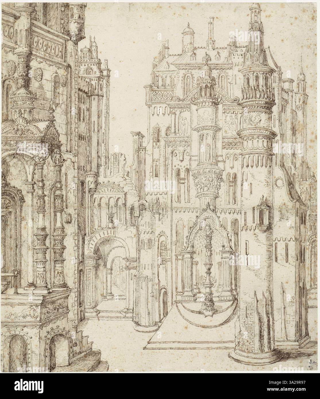 This architectural study by Jan Gossaert showcases his detailed ...