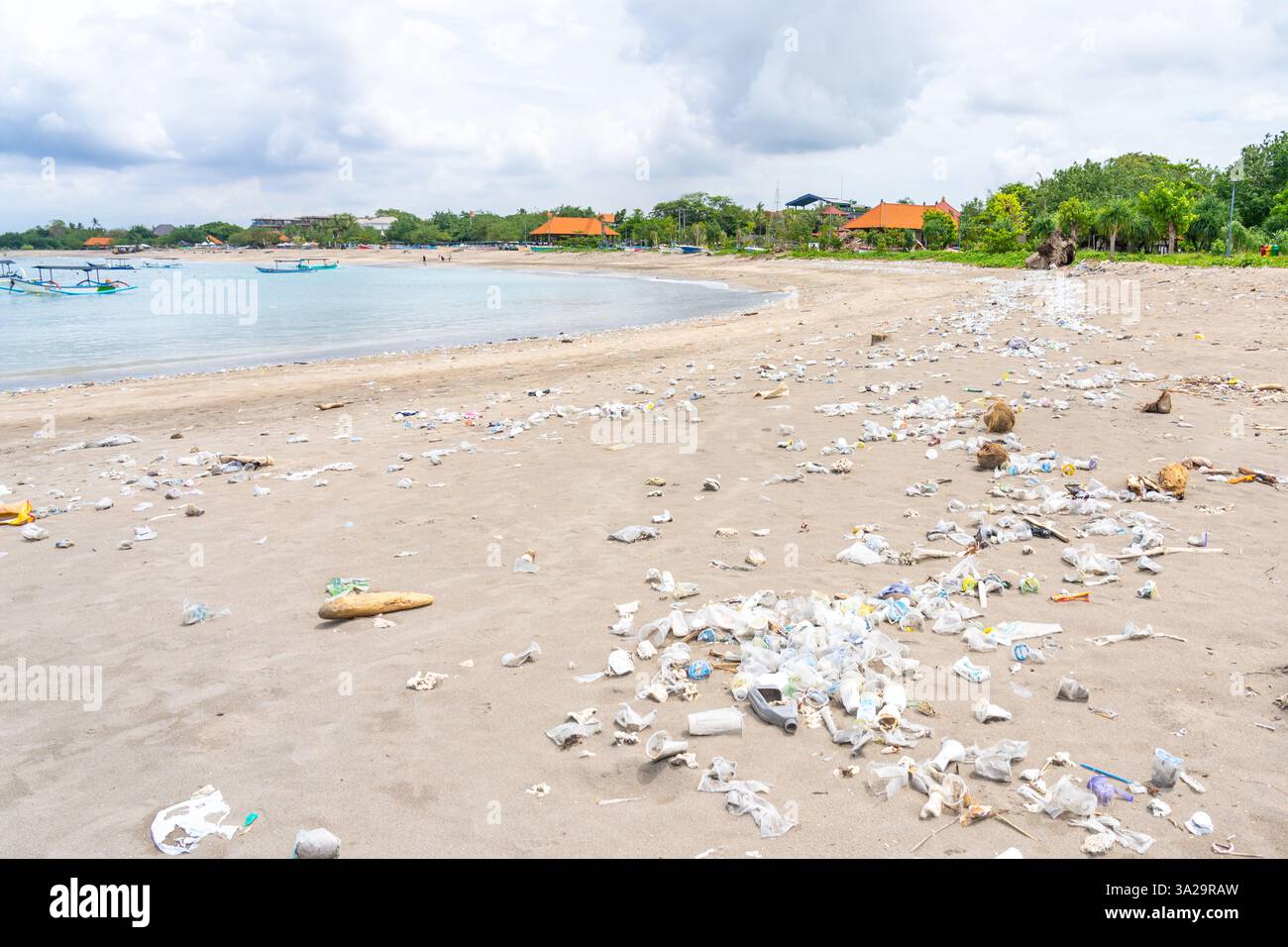 Bali, Indonesia - January 5, 2025: The tide of plastic (Marine litter ...