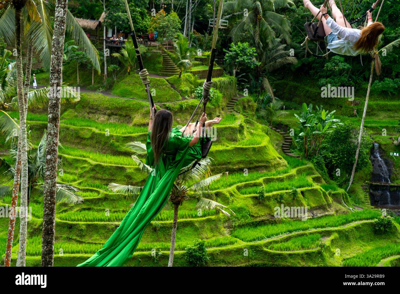 Ubud, Bali, Indonesia - January 12, 2025: Two unrecognised young women ...