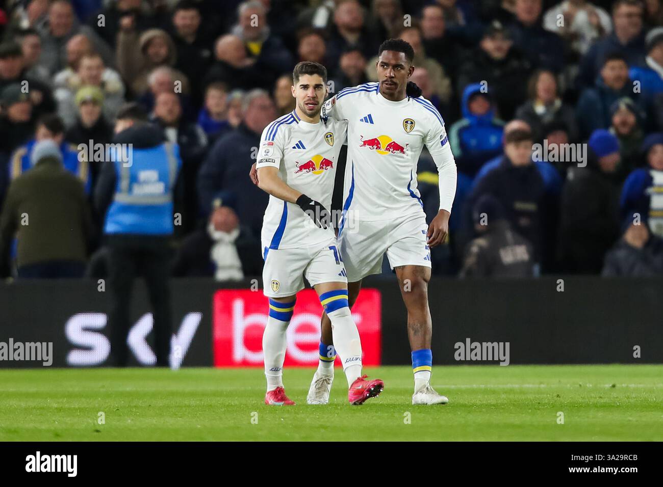 Leeds, UK. 12th Mar, 2025. Manor Solomon of Leeds United scores a GOAL ...