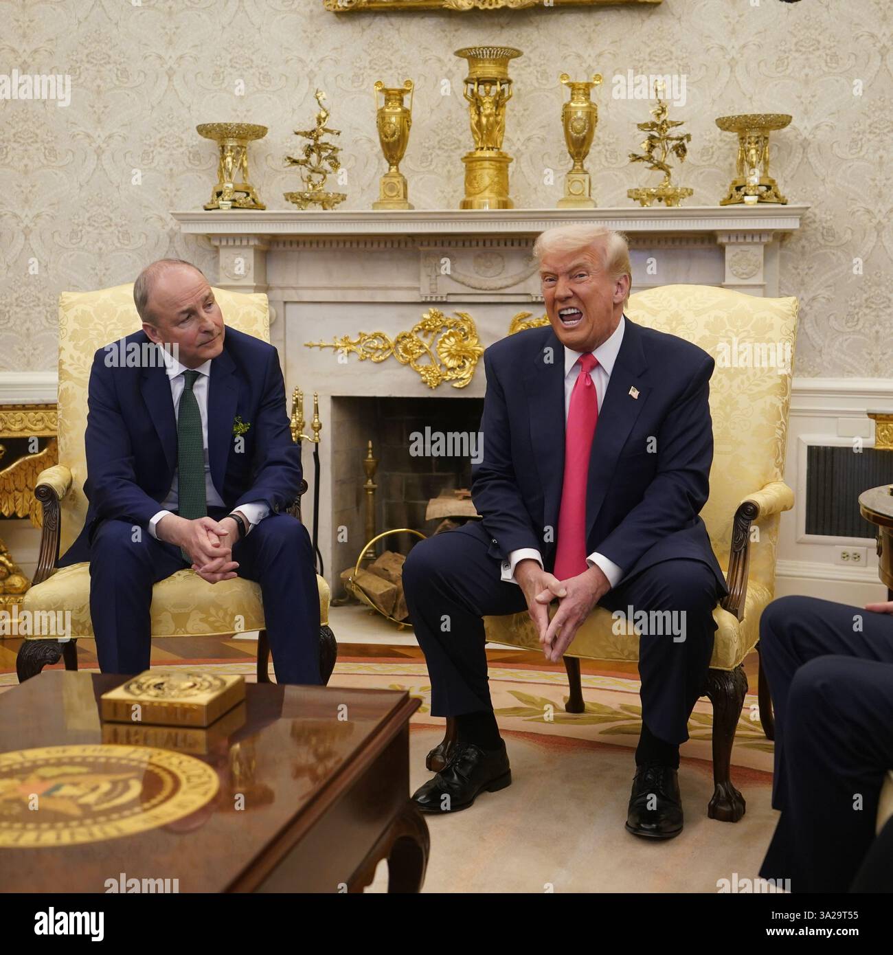 Taoiseach Micheal Martin during a bilateral meeting with US President ...