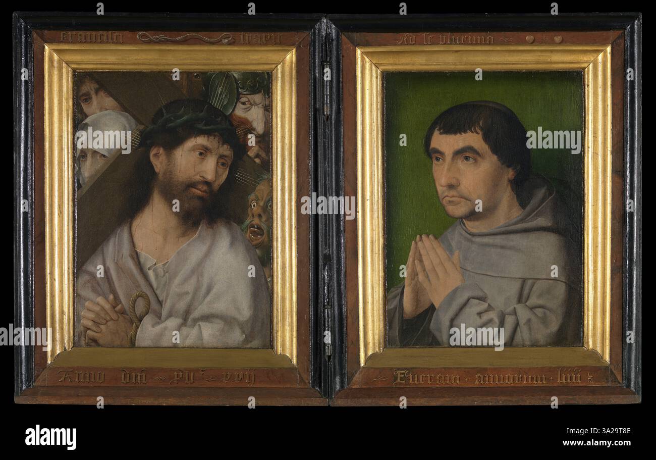 This diptych by Jan Provoost features the Carrying of the Cross and a ...