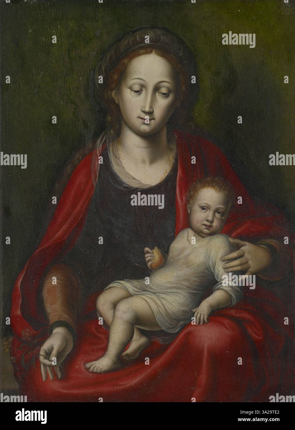 In this painting, Jan Gossaert depicts the Madonna with the Child in a traditional, serene pose ...