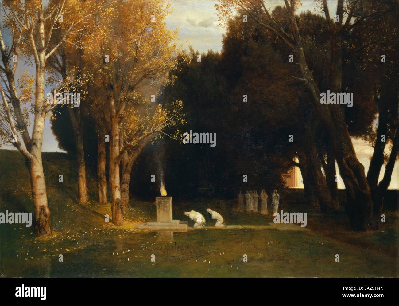 'The Sacred Grove' from 1882 portrays a secluded natural area ...