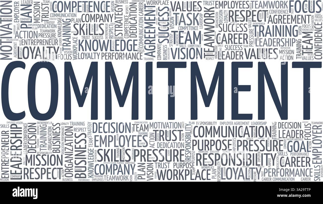 Commitment vector illustration word cloud isolated on a white ...