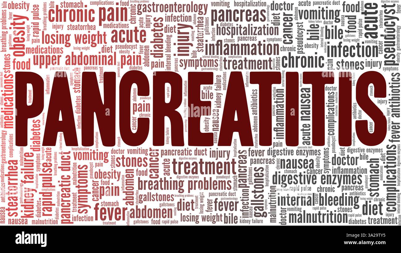 Pancreatitis vector illustration word cloud isolated on a white ...