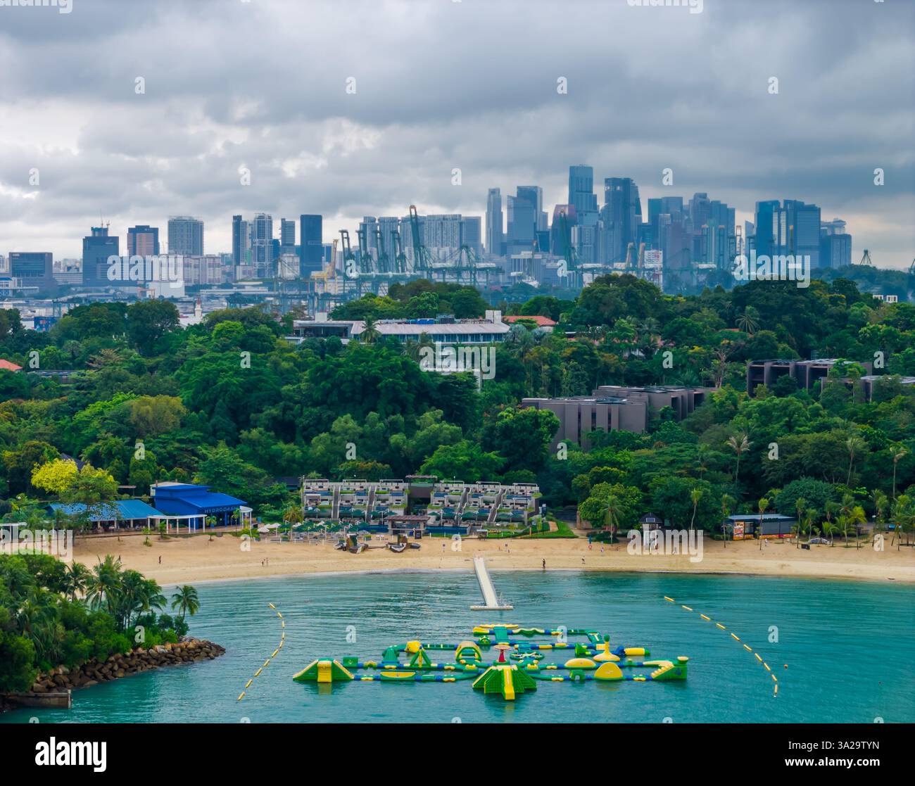 03 12 2025 - Singapore. Sentosa island Palawan beach and Singapore ...