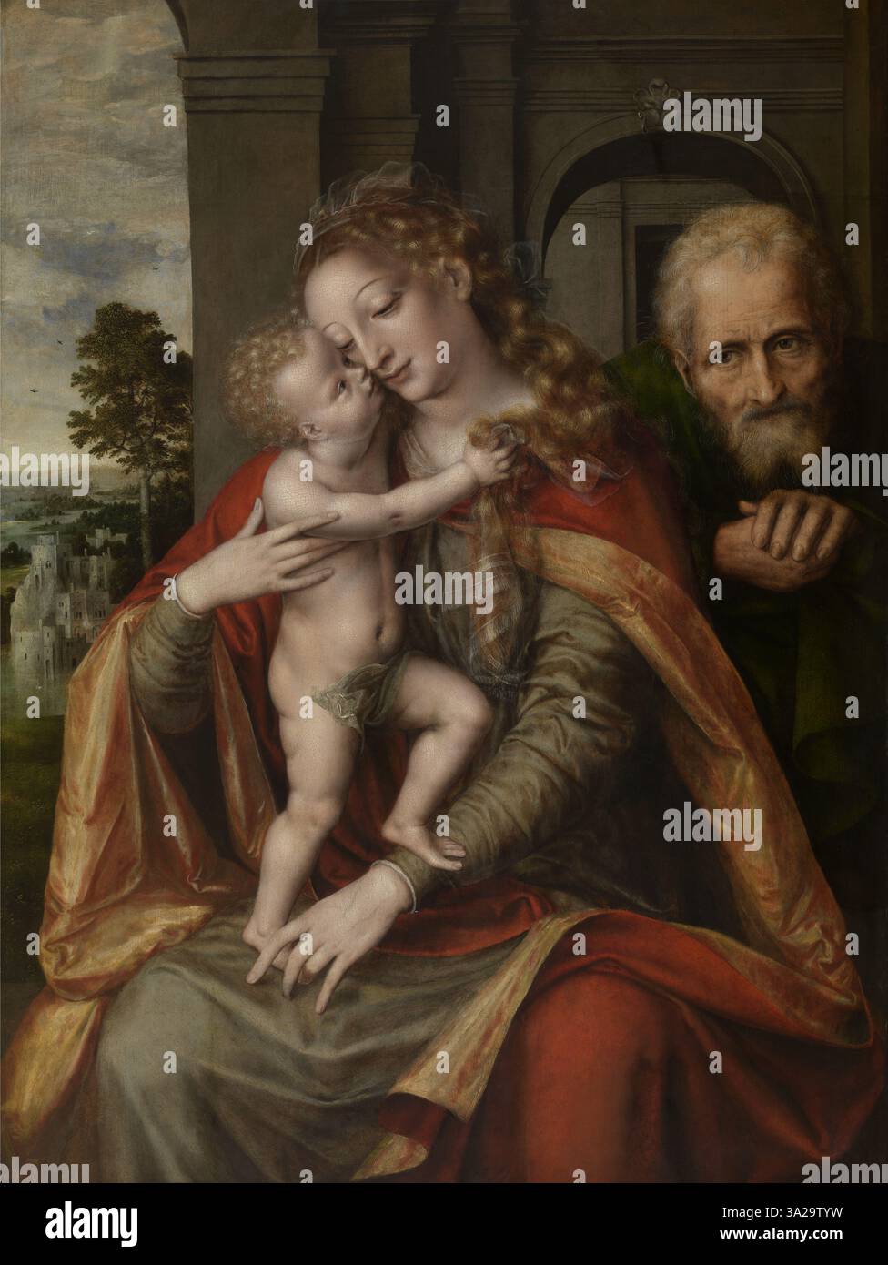 Jan Massijs’ 'The Holy Family' from 1563 depicts Mary, Joseph, and the ...