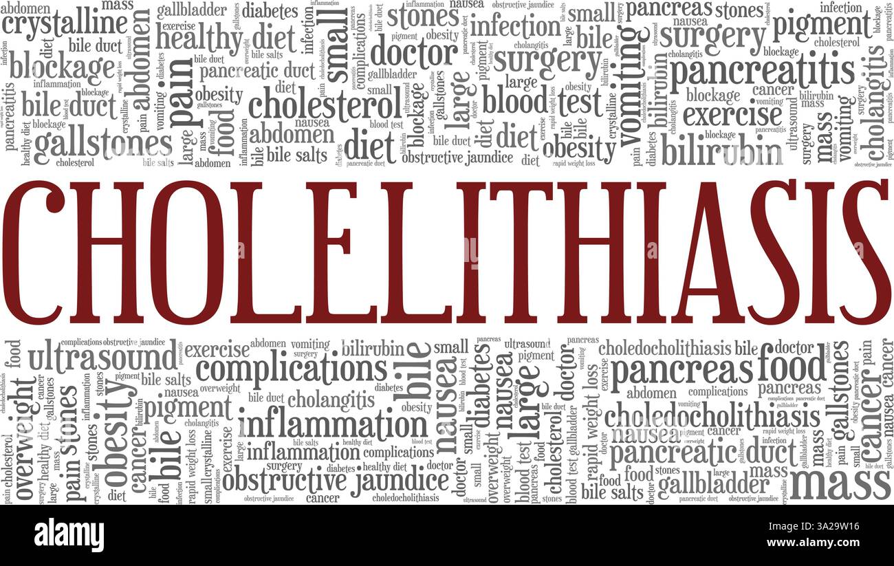 Cholelithiasis vector illustration word cloud isolated on a white ...