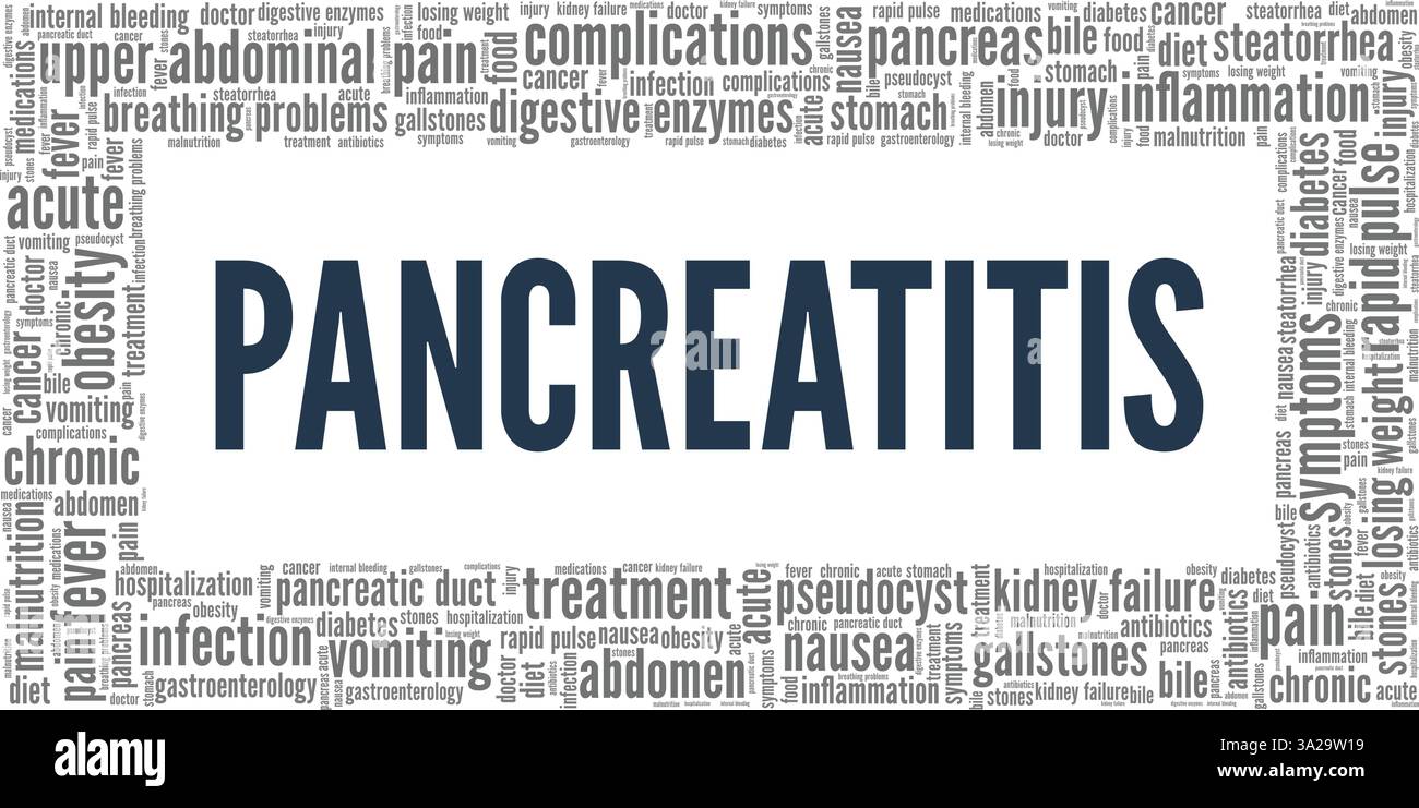 Pancreatitis vector illustration word cloud isolated on a white ...