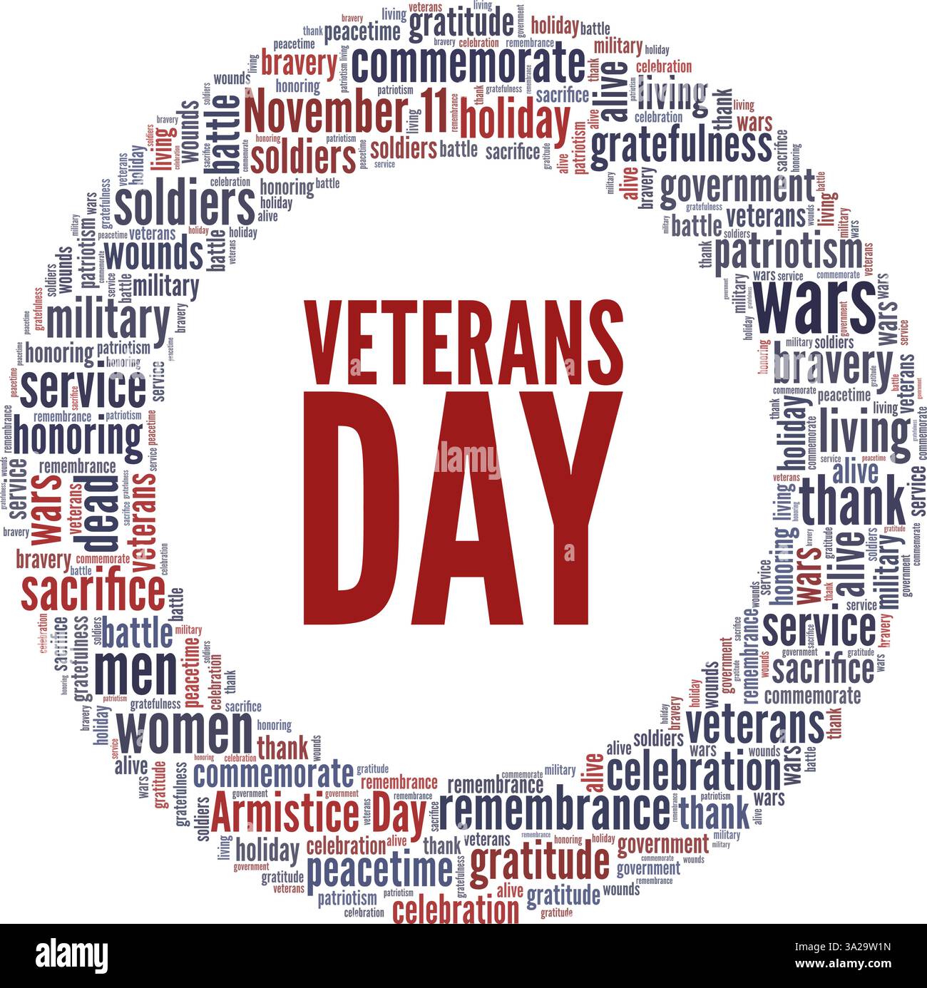 Veterans Day vector illustration word cloud isolated on a white ...