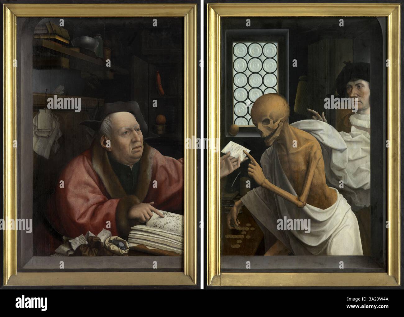 Jan Provoost's depiction of The Miser and Death illustrates the moral ...