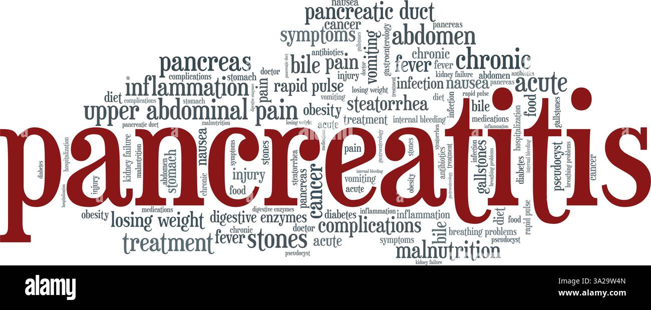 Pancreatitis vector illustration word cloud isolated on a white ...