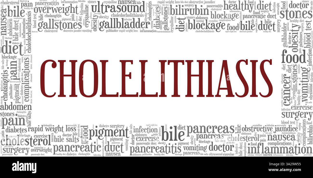Cholelithiasis vector illustration word cloud isolated on a white ...